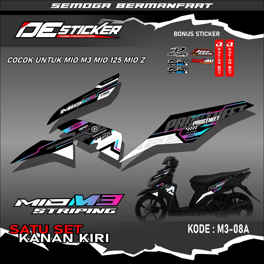 Jual Stiker Mio M3/Z Decal Striping Standar keren Mio M3/Z Premium Racing bisa request stiker ...