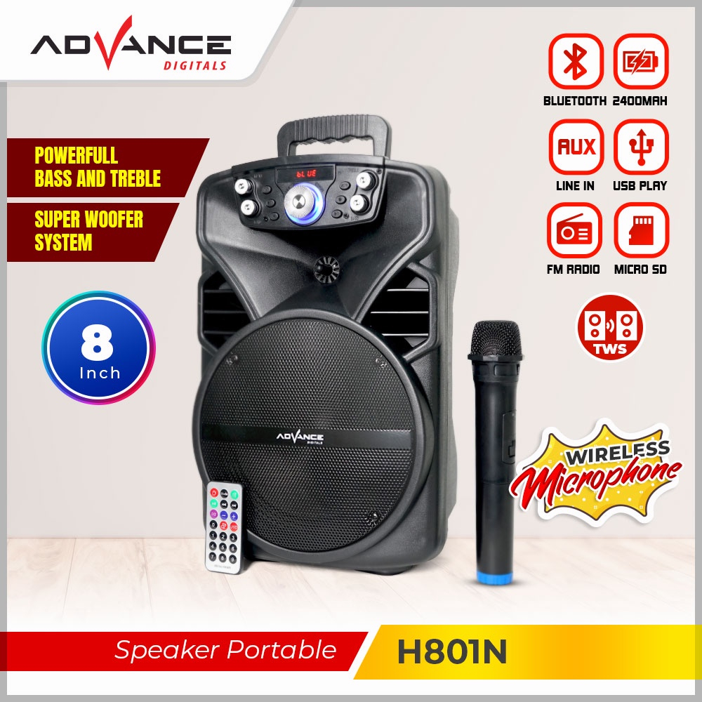 Jual ADVANCE 8 inchs Wireless Bluebooth Speaker Portable 2400mah FM ...