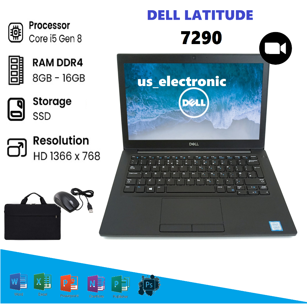 Jual Laptop Dell Latitude 7290 i5 GEN 8 RAM 16GB/256SSD TAS+MOUSE ...