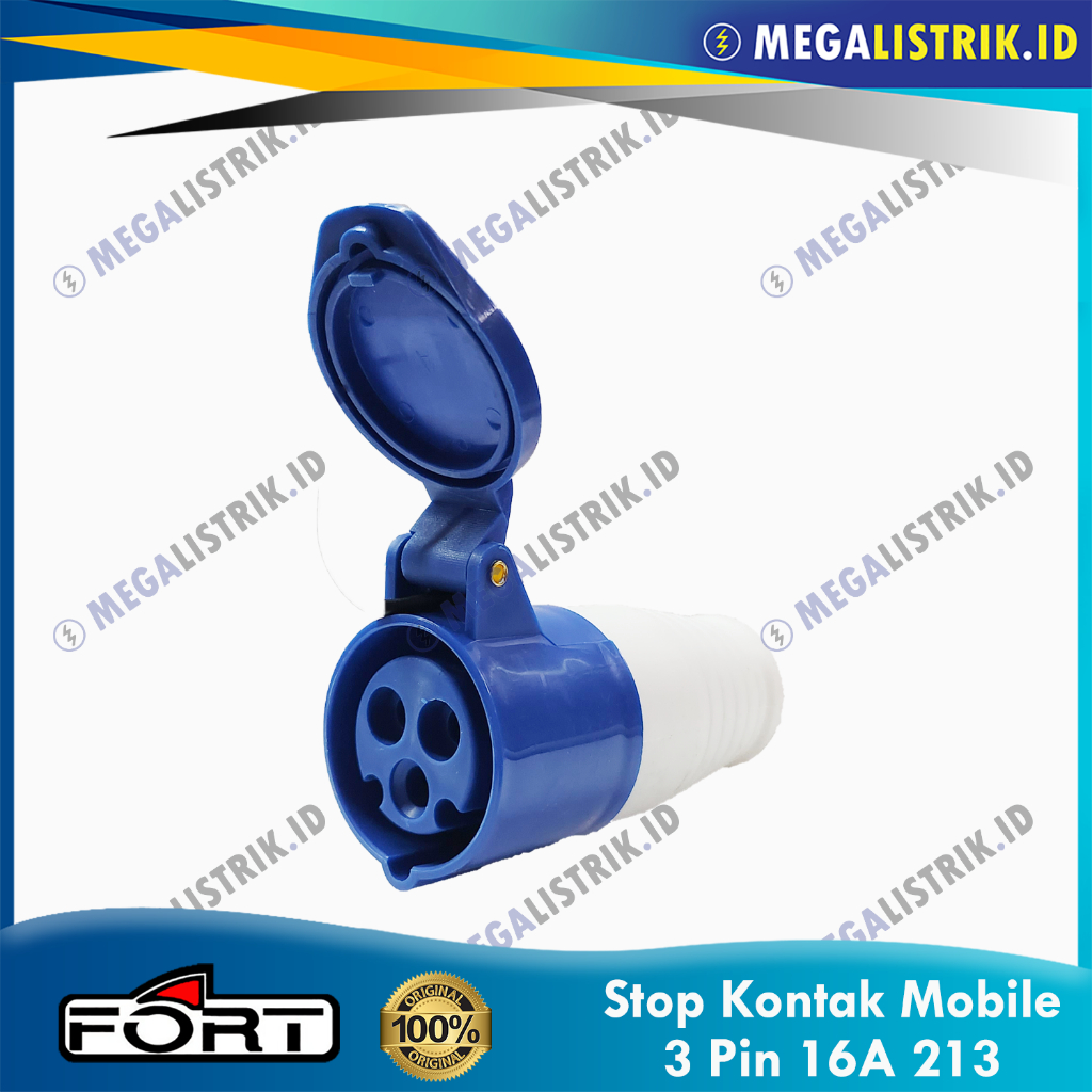 Jual FORT STOP KONTAK INDUSTRIAL MOBILE 3 PIN 16A / SOCKET GENSET GANTUNG 3 PIN / KAKI 2P+E 16 ...