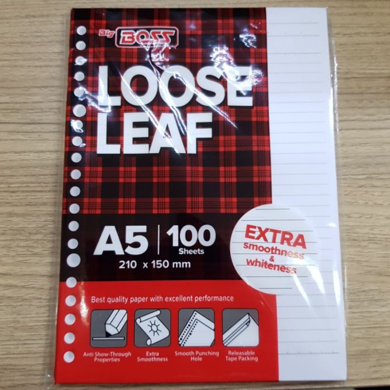 Jual [ ISI 100 LEMBAR ] Kertas Binder File Bergaris Big Boss Loose Leaf A5 - 100 Sheets | Shopee ...