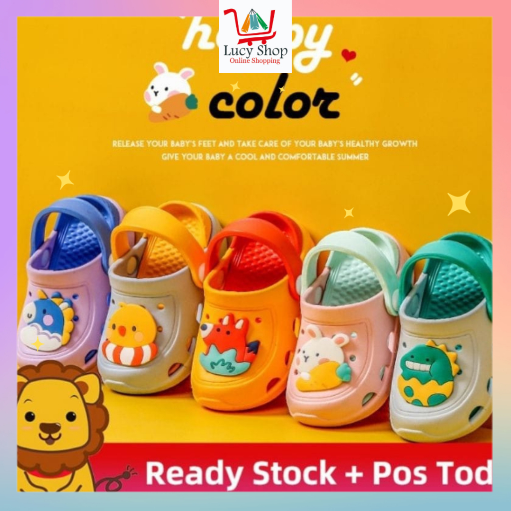 Jual Sandal Sepatu Anak Sendal Croc Pop Up Karakter Seri Hewan Bahan ...