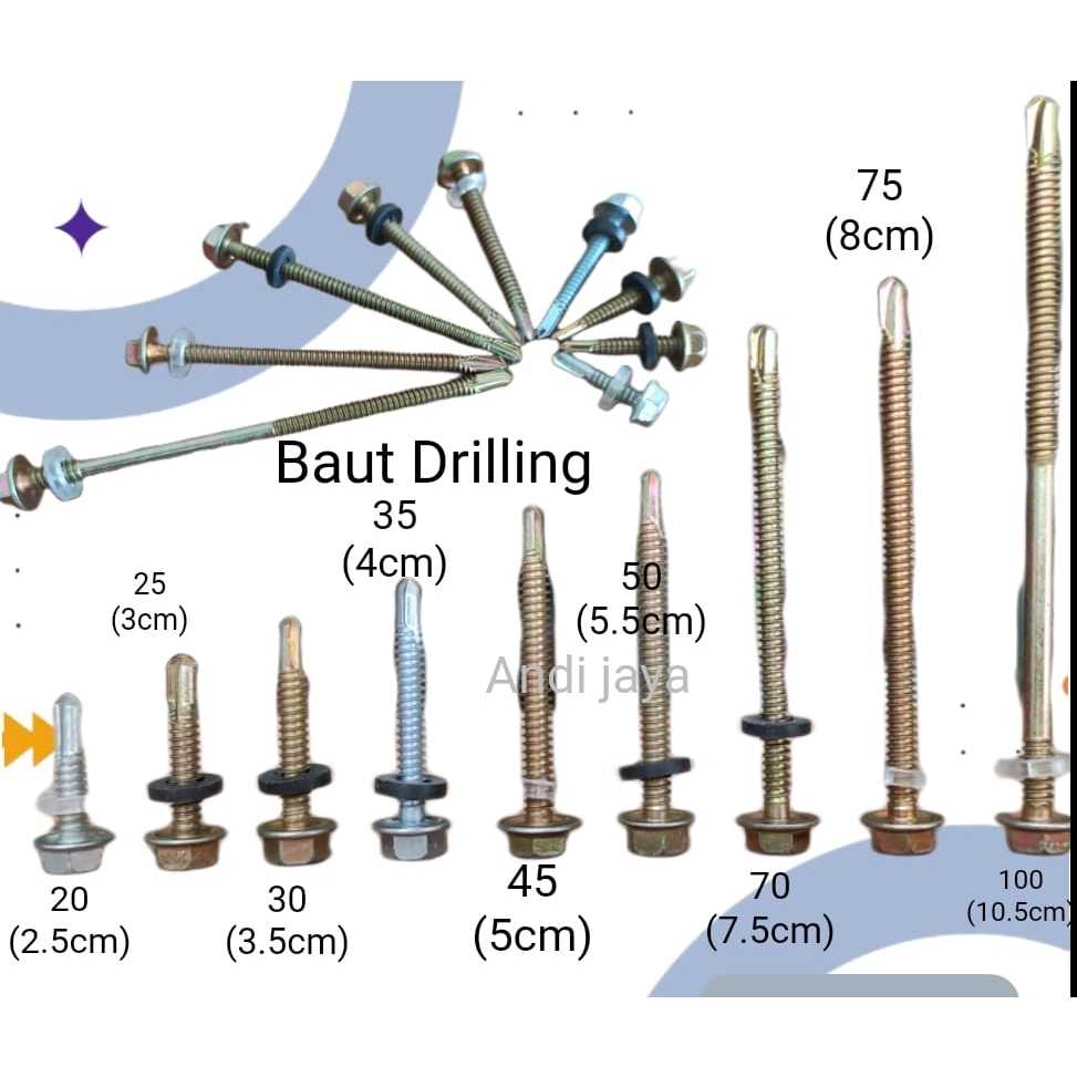 Jual Baut Sekrup baja ringan Roofing Galvalum Drilling 50pcs | Shopee ...
