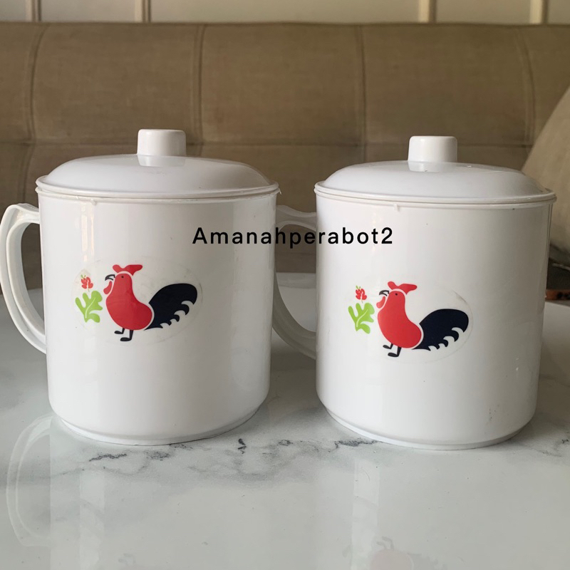 Jual MUG PLASTIK AYAM JAGO+TUTUP GELAS KOPI CANGKIR PLASTIK AYAM JAGO ...