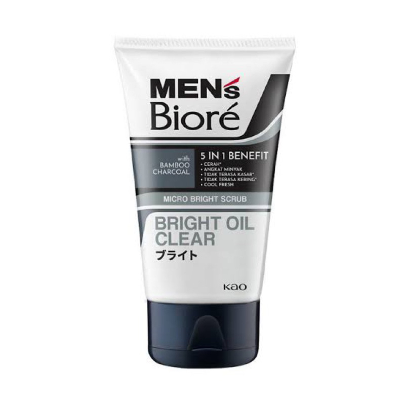 Jual Biore Men Bright Oil Clear Scrub Facial Wash 100g | Shopee Indonesia