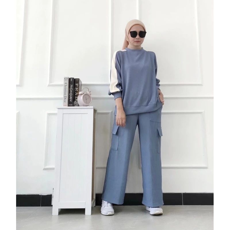 Jual ONE SET CARGO KUYIFEI 445 SETELAN KNIT ASTER HAYAKO SETCEL RAJUT ...