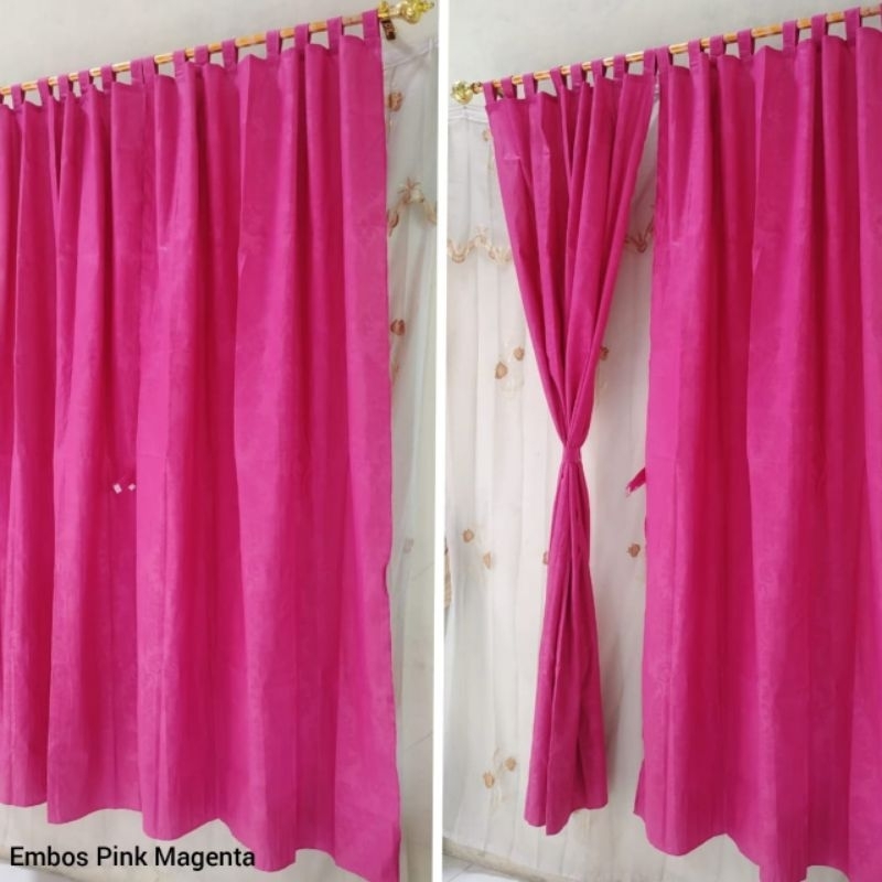 Jual Tirai Gorden Jendela Gorden Kelas Polos Embos Pink Fanta Magenta ...