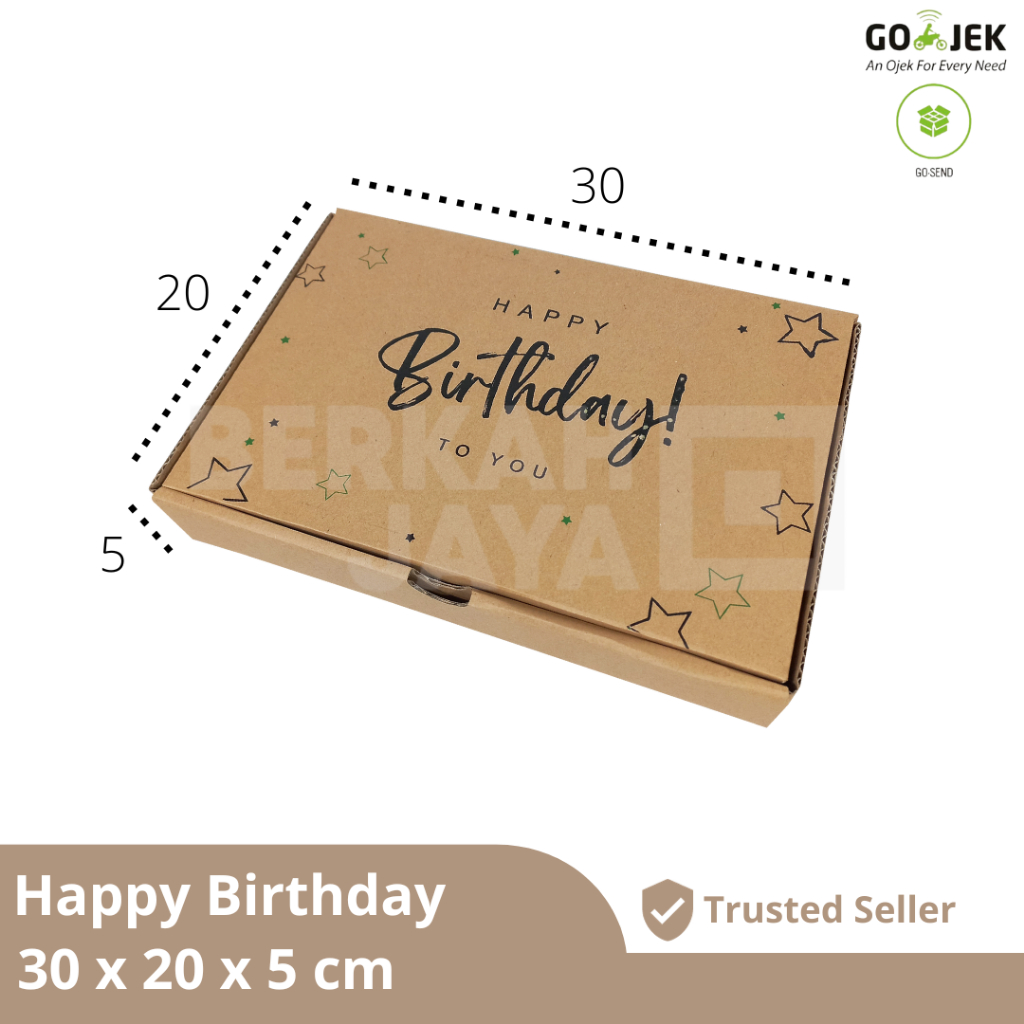 Jual Kotak Kado – Happy Birthday uk. 30x20x5 cm / Gift Box / Hampers Box / Kardus Sablon ...