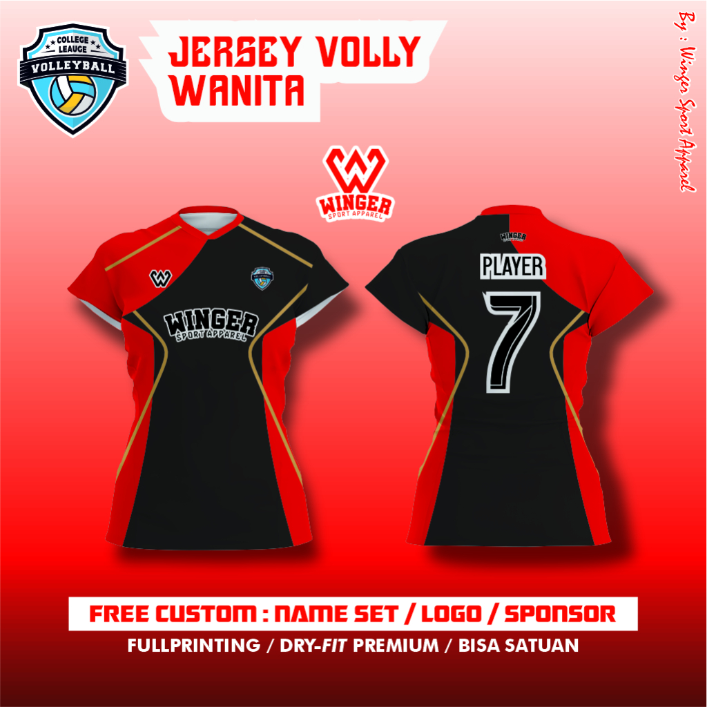 Jual Jersey Baju Volly Wanita Baju Olahraga Custom Full Printing ...
