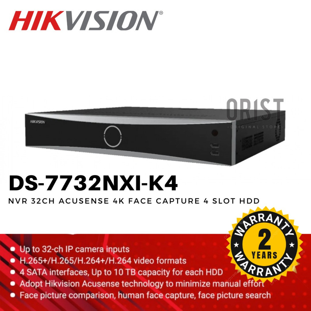 Jual HIKVISION NVR 32CH ACUSENSE 4K FACE CAPTURE 4 SLOT HDD DS-7732NXI ...