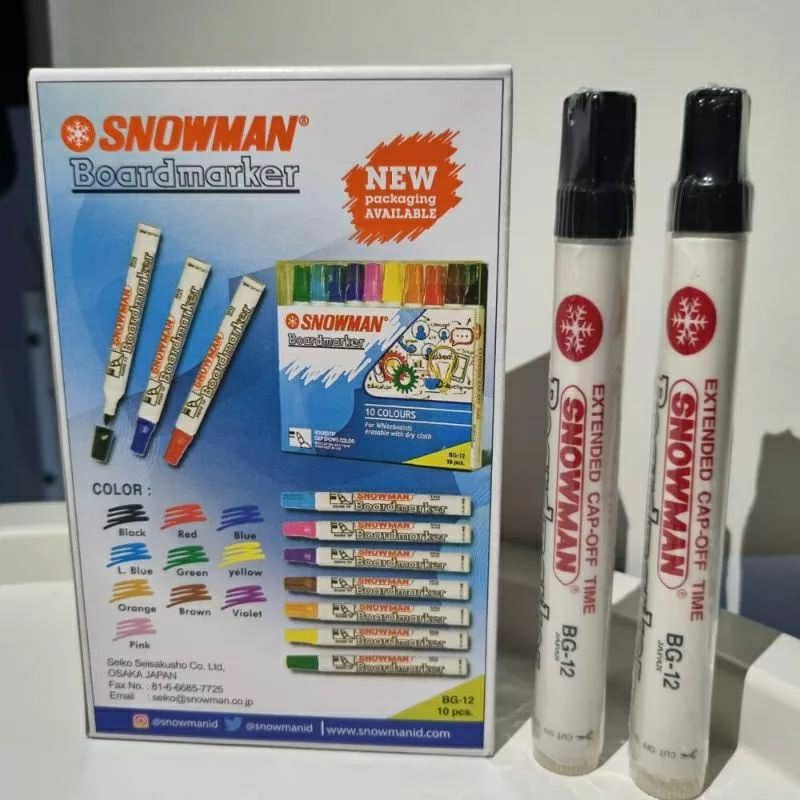 Jual Spidol snowman whiteboard 1 pack / lusin (12 pcs) | Shopee Indonesia