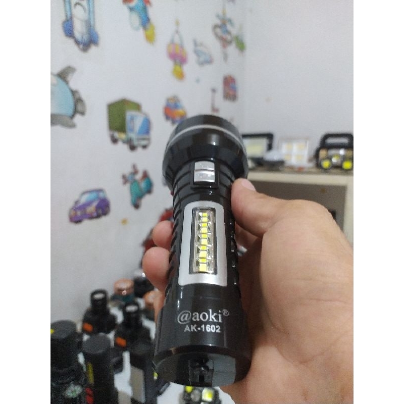 Jual SENTER LED MULTIFUNGSI AOKI AK-1602 SOROT JARAK JAUH DILENGKAPI ...