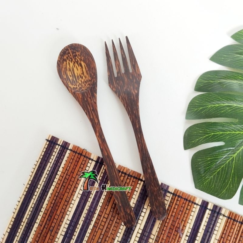 Jual ARENHANDICRAFT Sendok garpu set kayu aren 18cm | Shopee Indonesia