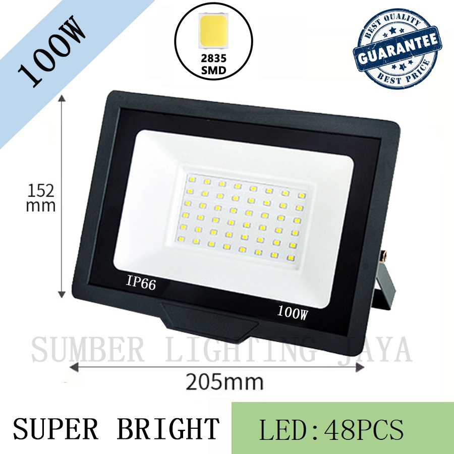 Jual LAMPU SOROT LED 100WATT IP66 WATERPROOF / LAMPU TAMAN LED FLOOD LIGHT / LAMPU TEMBAK ...