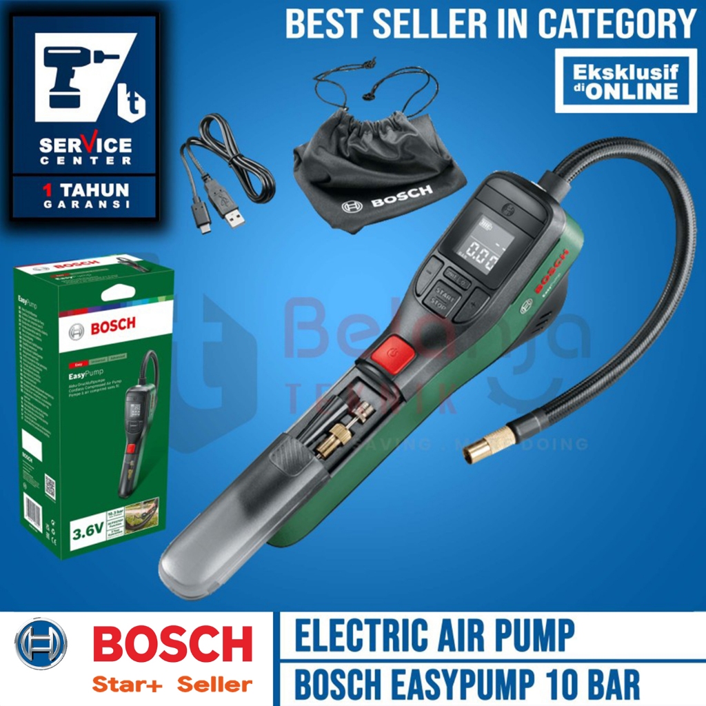 Jual Electric Air Pump Bosch Easy Pump 10 Bar Pompa Angin Portable USB ...