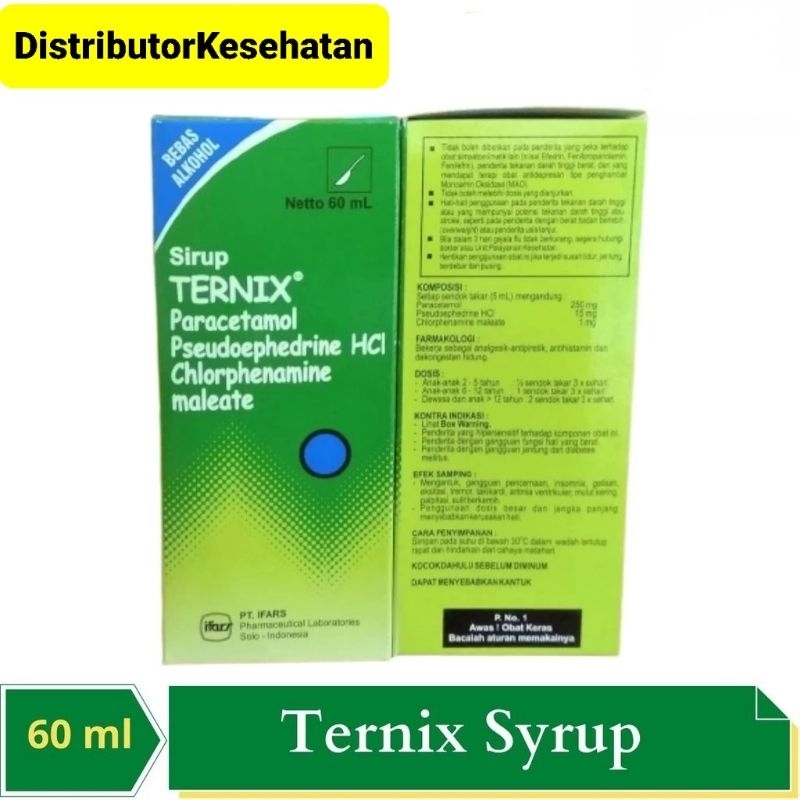 Jual Ternix Sirup 60 ml Obat Batuk Sakit kepala Flu Demam Syrup Hijau ...