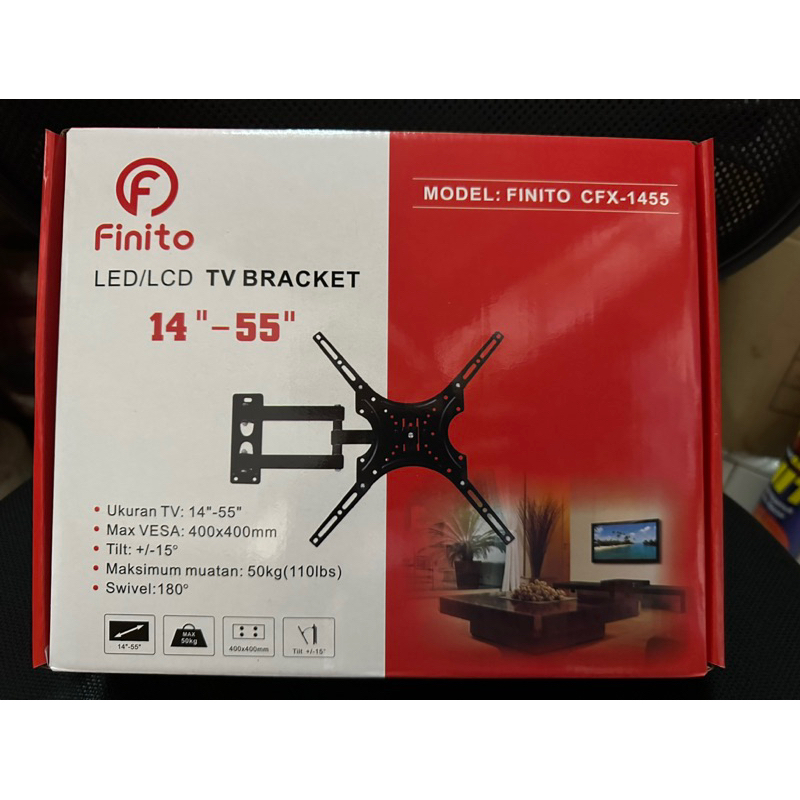 Jual Bracket TV Swivel Finito 14-55 inch. bisa maju mudur samping | Shopee Indonesia
