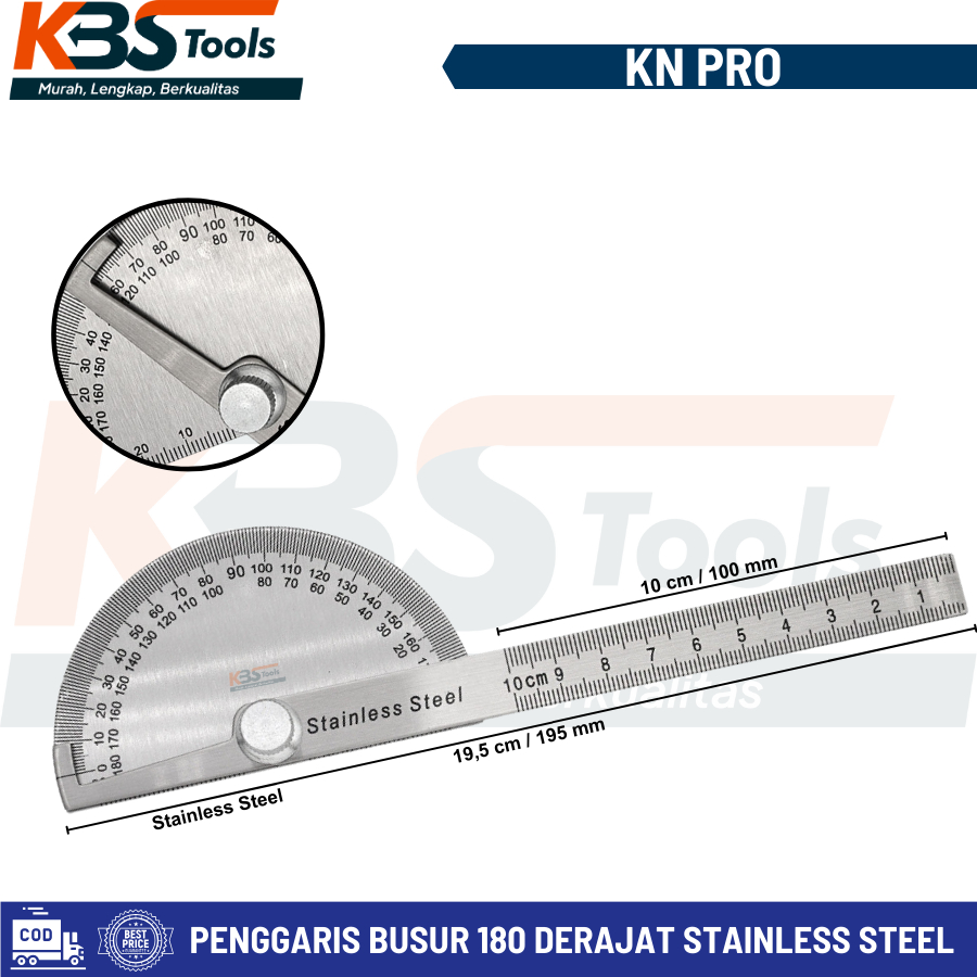 Jual Penggaris Busur 180 Derajat Stainless - Alat Pengukur Sudut Angle ...