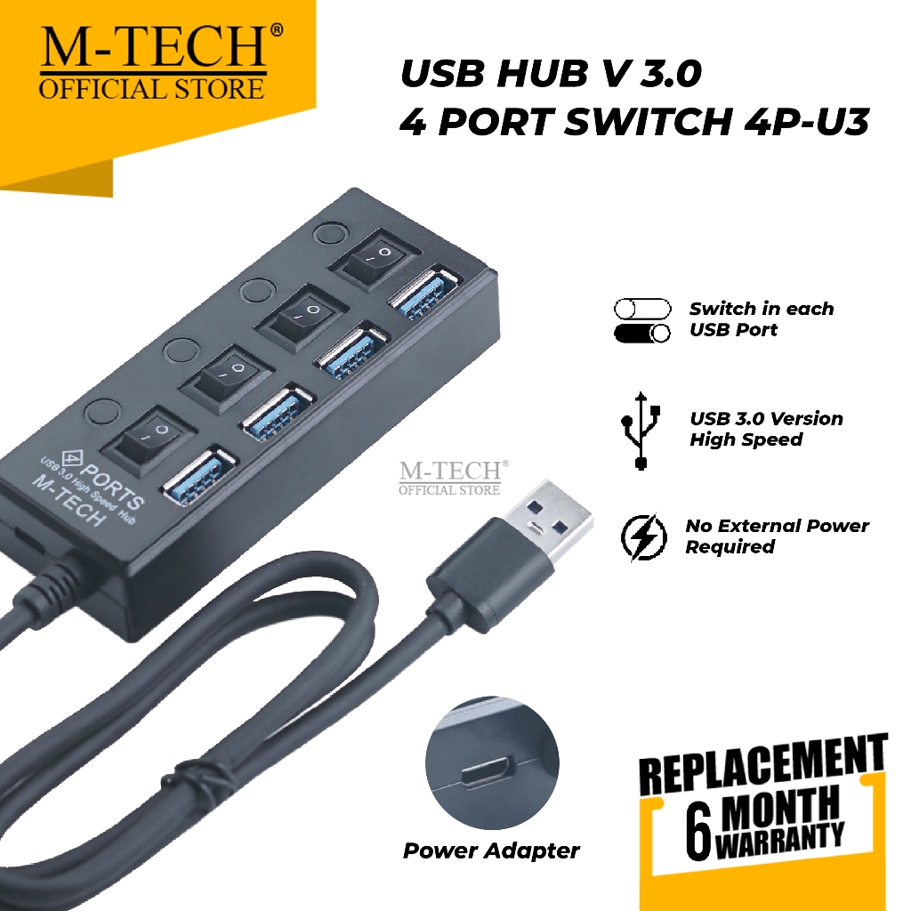 Jual MTECH USB Hub Versi 3.0 Support 1TB 4 Port M-Tech Original ...