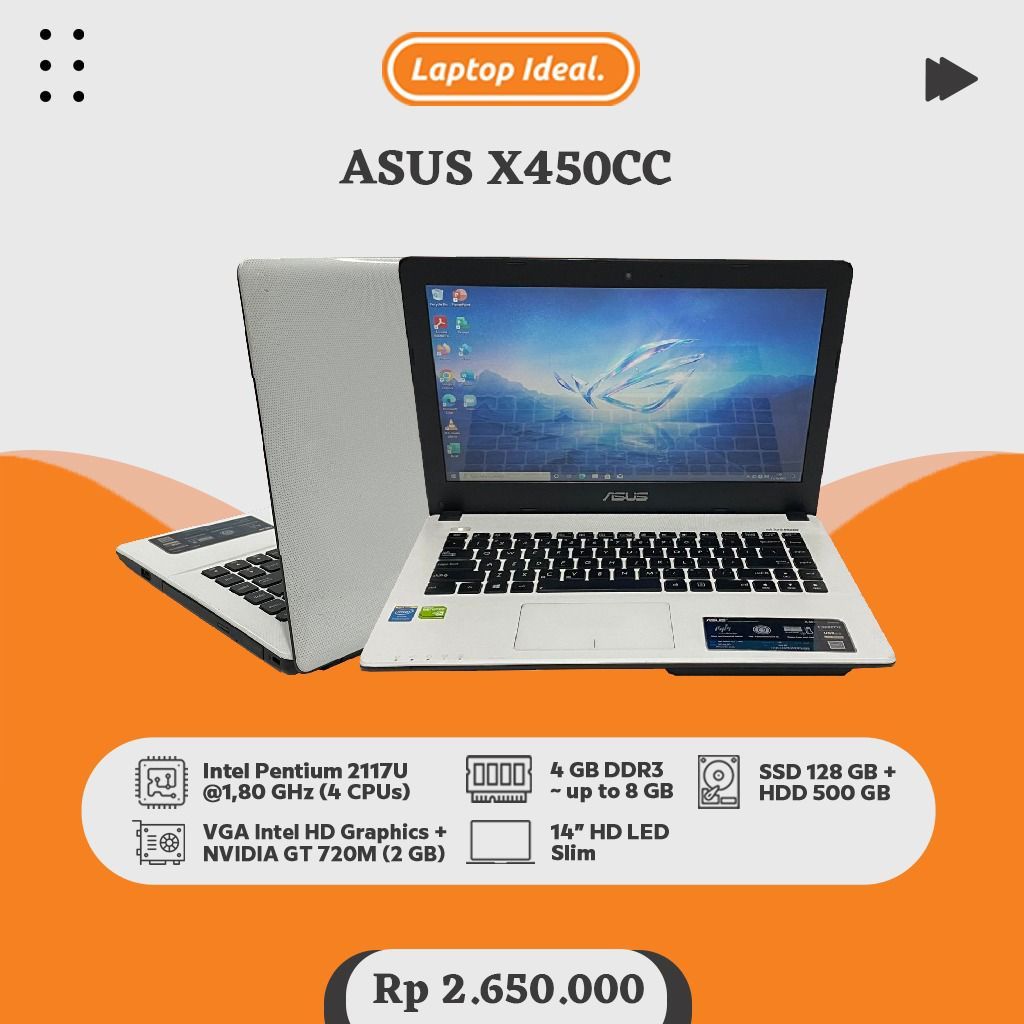 Jual ASUS X450CC (2014) GAMING SLIM PENTIUM RAM 4GB HDD 500 GB DUAL VGA ...