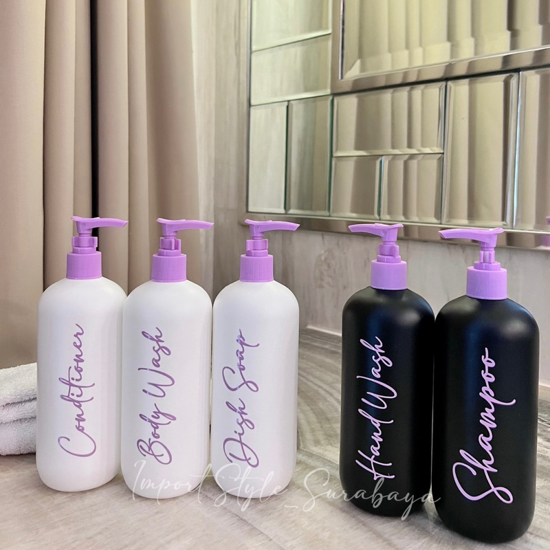 Jual botol sabun aesthetic N24 HITAM PUTIH LILAC UNGU 500ML bottle ...