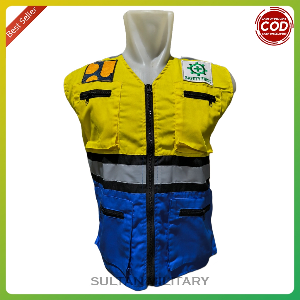 Jual Rompi Safety Bahan American Drill Premium Variasi Biru Kuning ...