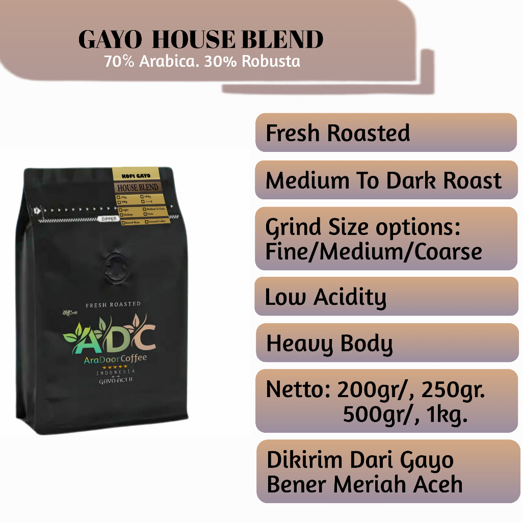 Jual Kopi Gayo HOUSE BLEND 100% Arabica & Robusta Gayo Aceh ,Biji/Roast ...