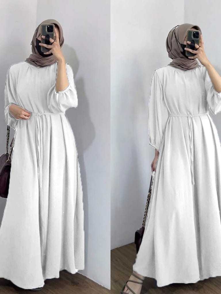 Jual Gamis Putih Wanita Kekinian Crinkle Danira Dress Remaja Muslim ...