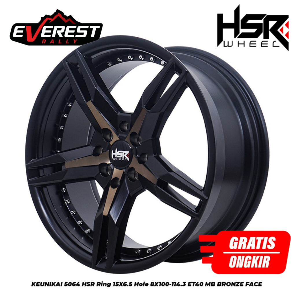 Jual Pelek Mobil Racing Ring 15 PCD 4x100 4x114,3 HSR Original KEUNIKAI HSR R15 Lebar 65 Black ...