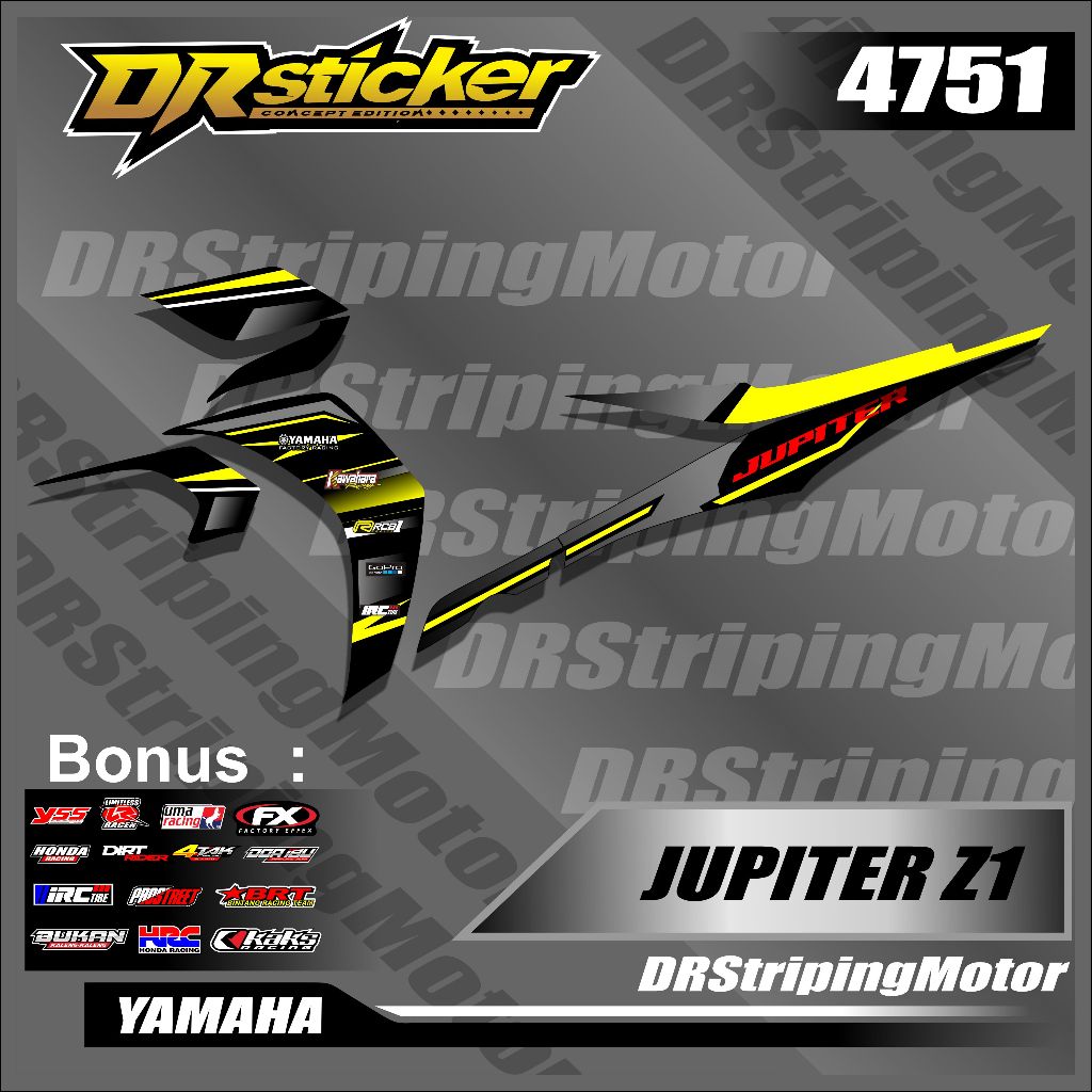 Jual Striping Stiker Motor Jupiter Z1 Striping satu Set kanan Kiri ...