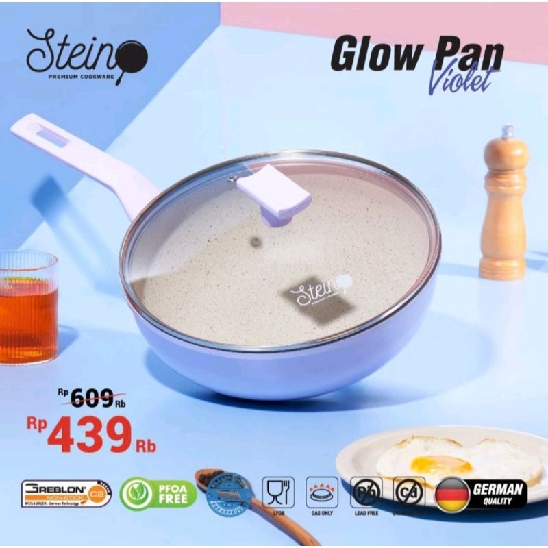 Jual Steincookware Stein Glow Pan / Wok Pan With Lid 26cm Pink dan Blue ...