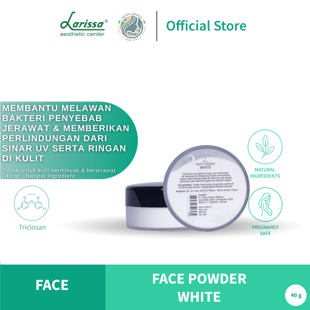 Jual Larissa Face Powder White Bedak Tabur Untuk Kulit Berminyak Berjerawat | Partikel Lembut ...