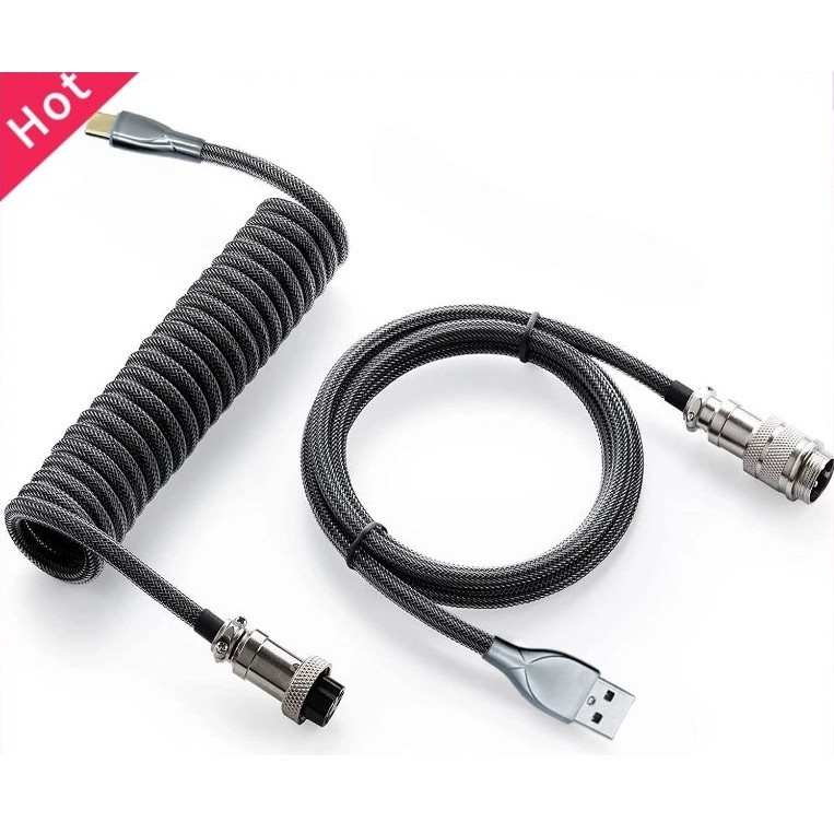 Jual Mechanical Keyboard Coiled Cable Wire Type C Aviation Connector ...