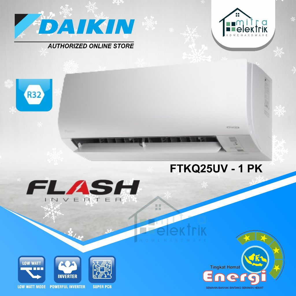 Jual AC Daikin 1 PK FTKQ25UV Flash Inverter 1 PK | Shopee Indonesia