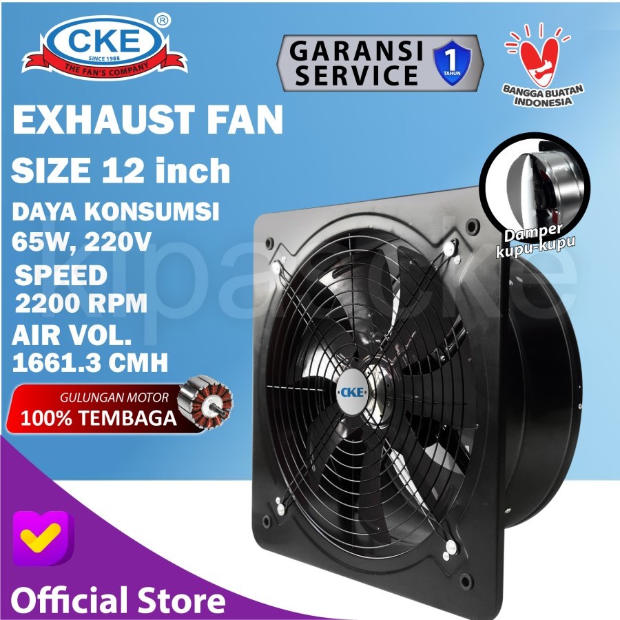 Jual Exhaust Drum Fan CKE 12 Inch EFD-SQ-12/1-NB Dinding Rumah Restoran | Shopee Indonesia