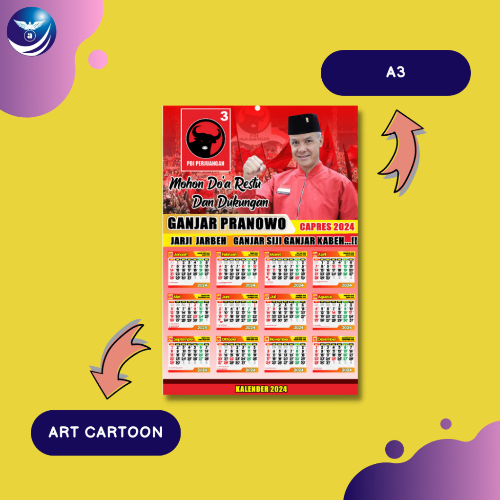 Jual Kalender 2024 Custom Caleg Partai Cetak Kalender Kampanye Ukuran ...