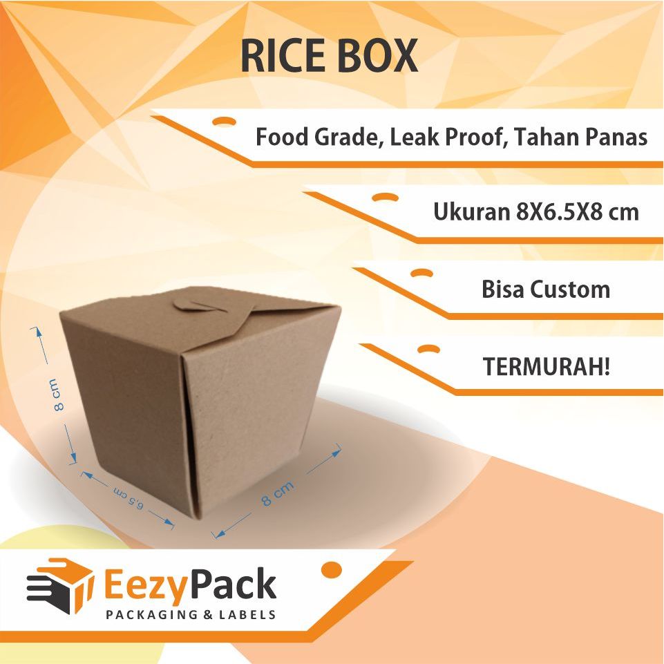 Jual (ISI 25) Rice Box/ Paper Rice Box/ Kotak Makan Kertas/ Food Pail ...