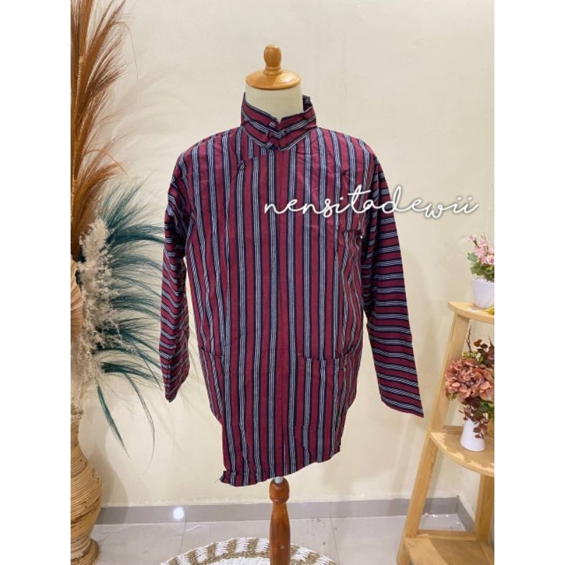 Jual [Premium] Surjan Lurik - Merah / Baju Jawa Lurik, Katun Prasojo | Shopee Indonesia