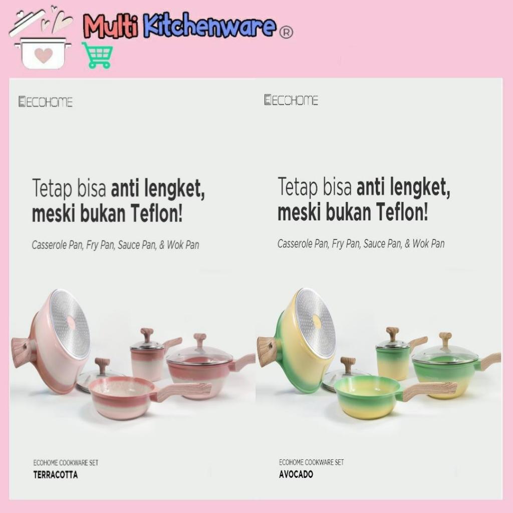 Jual Ecohome Cookware Avocado / Terracotta Set Panci Coating Ceramic ...