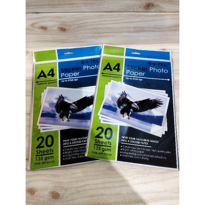 Jual KERTAS STICKER PHOTO PAPER VTEC A4 135 GSM | KERTAS STIKER PHOTO PAPER (1PACK= 20LEMBAR ...