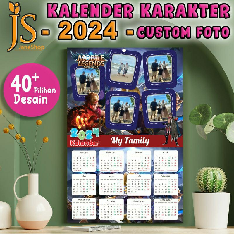 Jual Kalender Poster 2024 Custom 5 Foto Custom Nama | Shopee Indonesia