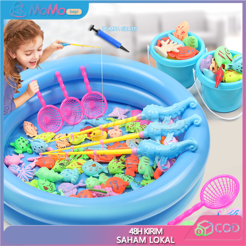 Jual 【COD】50PCS MAINAN PANCING IKAN MAGNET DAN KOLAM PANCINGAN MAGNET ...