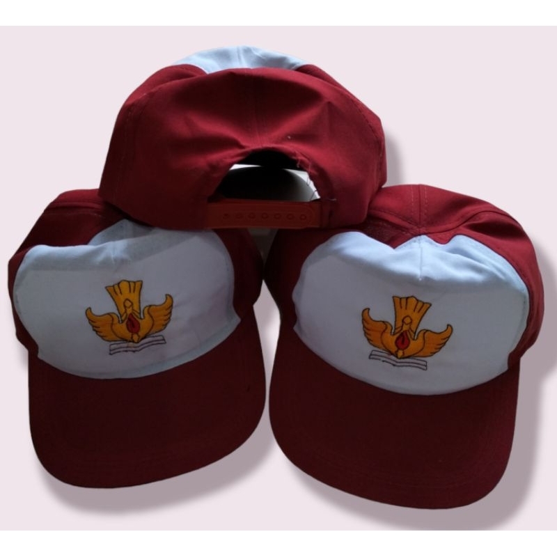 Jual TOPI SD MERAH PUTIH LOGO TUTURI BORDIR | Shopee Indonesia