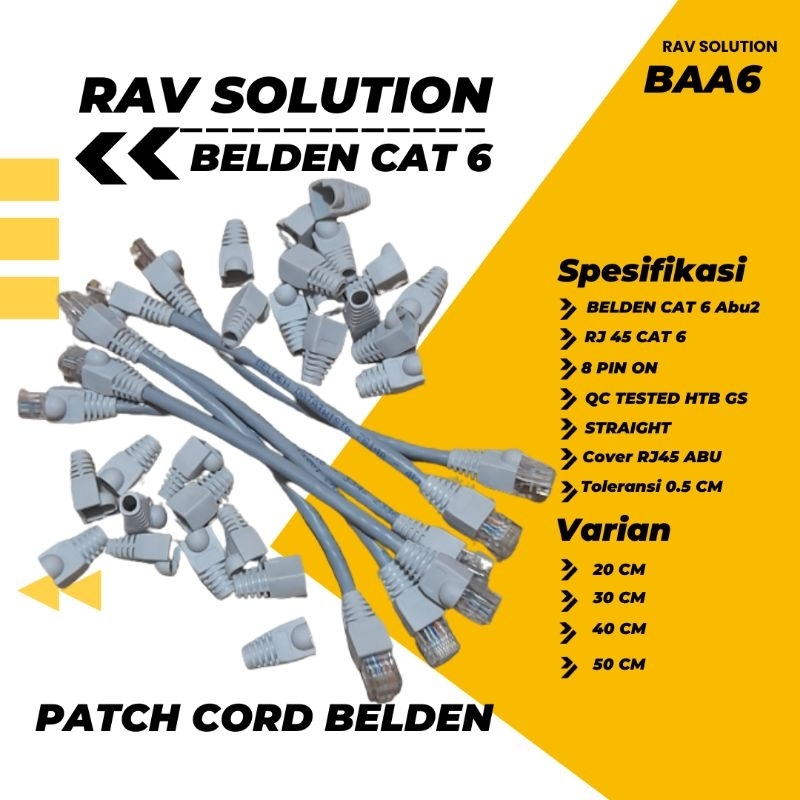 Jual BELDEN CAT 6 BAA6 / PATCH CORD BELDEN CAT 6 CUSTOM HANDMADE ...