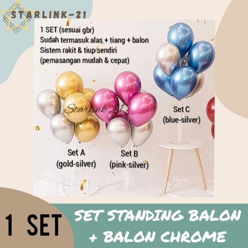 Jual PAKET LENGKAP STANDING BALON HOLDER + BALON CHROME | Sesuai Gambar ...