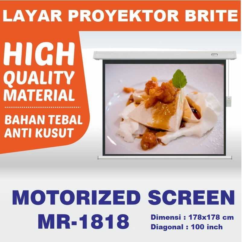Jual Brite Layar Motorized Proyektor 100 Inch Projector Screen Otomatis ...