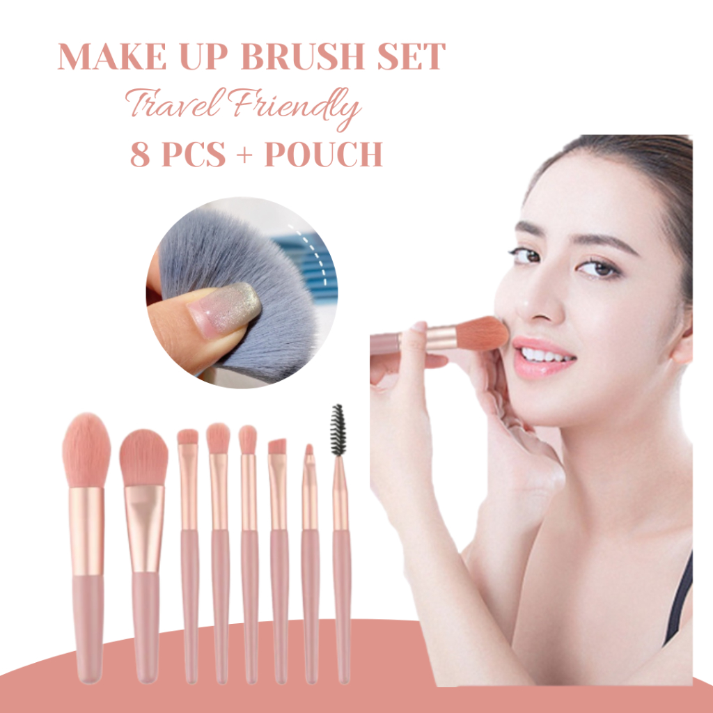 Jual [ ISI 8 PCS ] Travel Make Up Brush Kuas Set | Shopee Indonesia