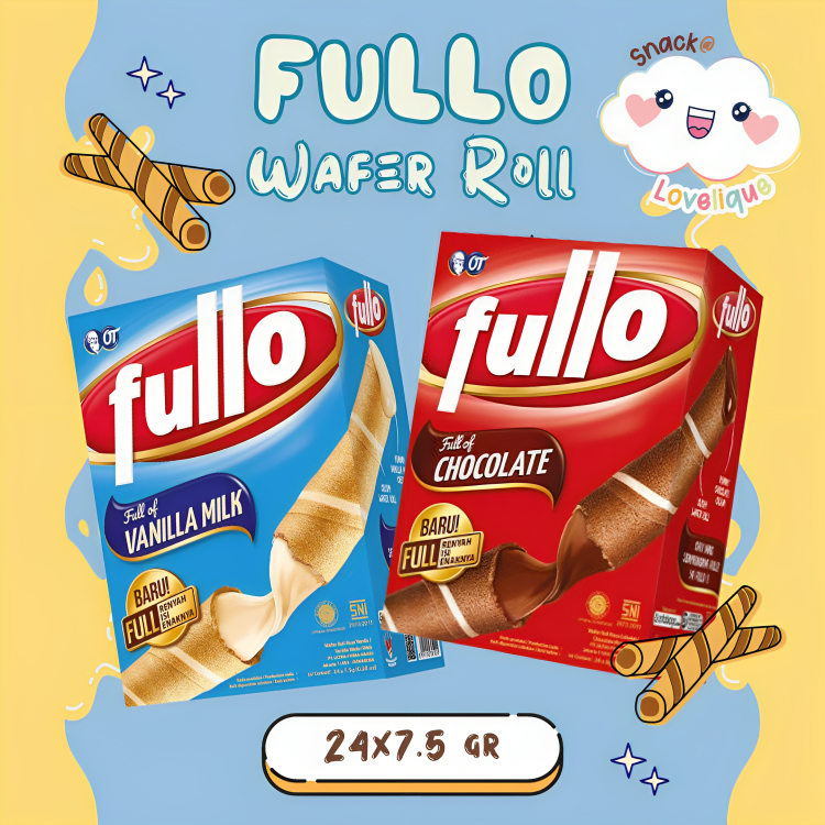 Jual Fullo Stick Wafer Rolls 7.5g 1 BOX Isi 24pcs (Chocolate / Vanilla ...