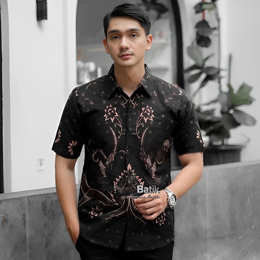 Jual Batik Pria Lengan Pendek PREMIUM HRB026 Motif KERATONAN SIZE M L ...
