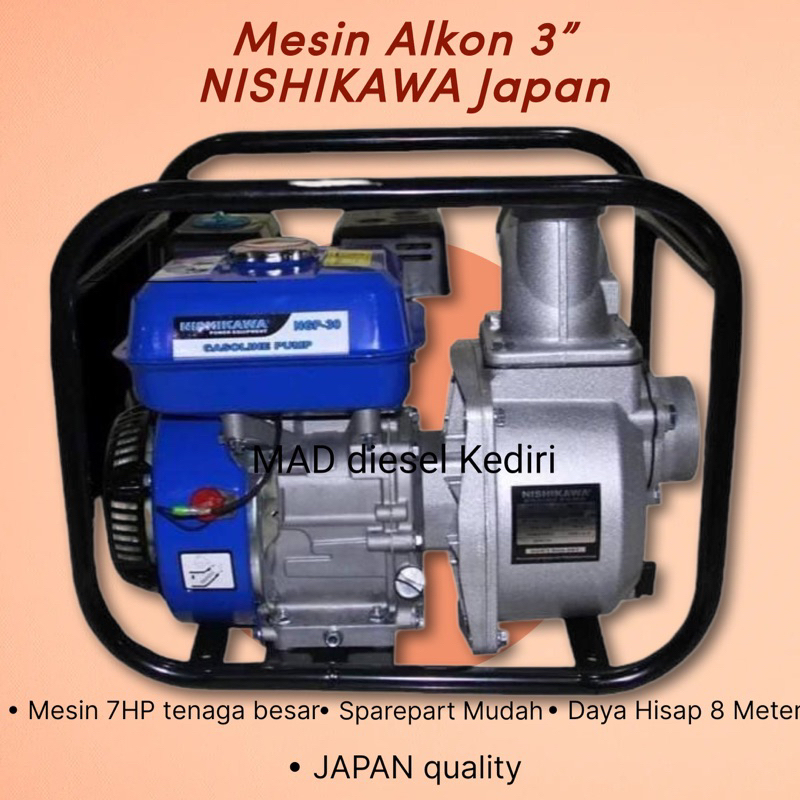 Jual (READY) Mesin pompa air irigasi sawah alkon 3” NISHIKAWA 3 dim ...
